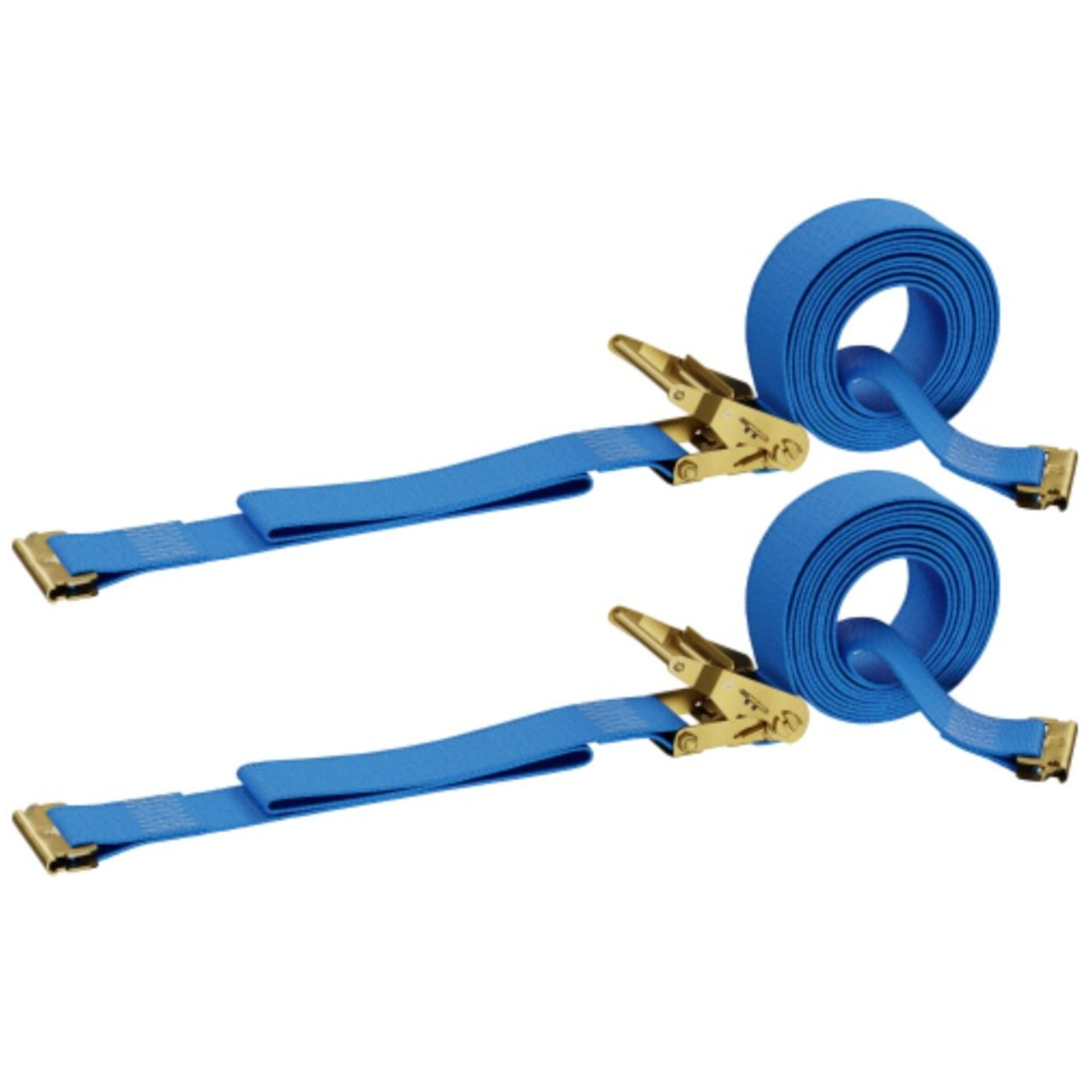 "TWO 2"" x 20' E Track Ratcheting Strap Heavy Duty Cargo TieDowns, Durable Blue Polyester Tie ...