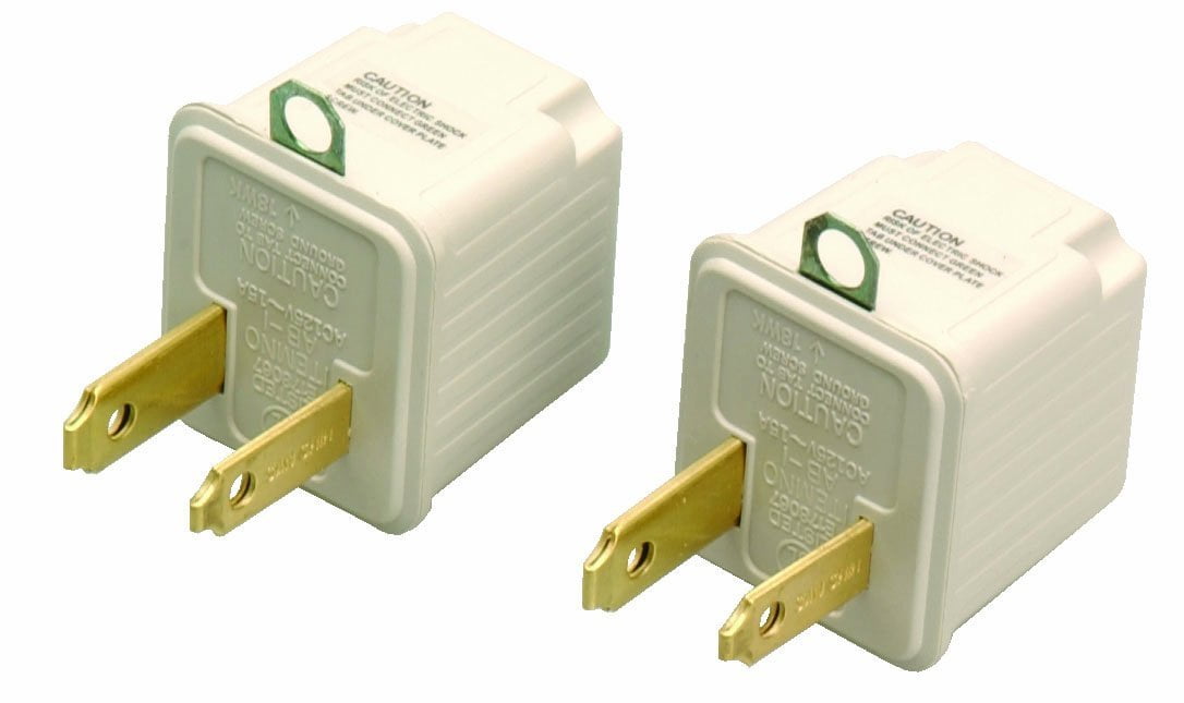 Two 3-Prong to 2-Prong Electrical Grounded Wall Outlet Adapters ...