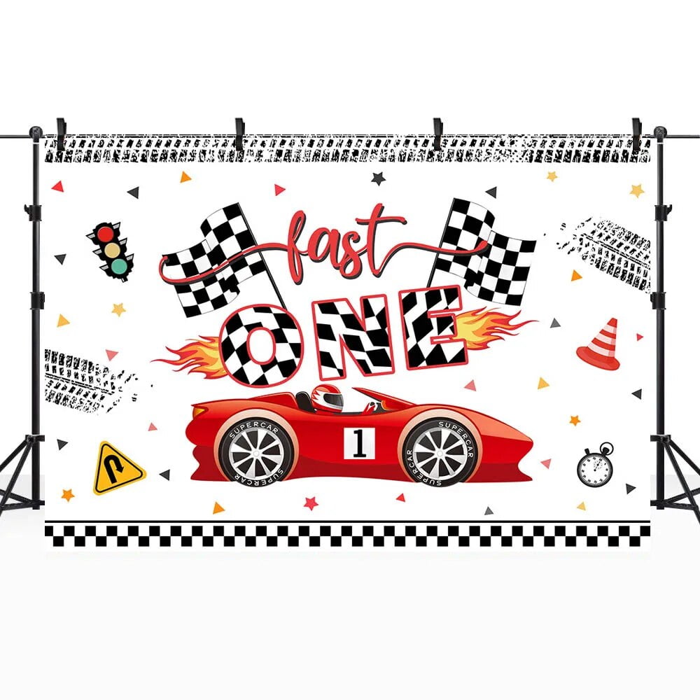 TWO FAST Happy 2nd Birthday Photo Background Red Racing Car Boy ...