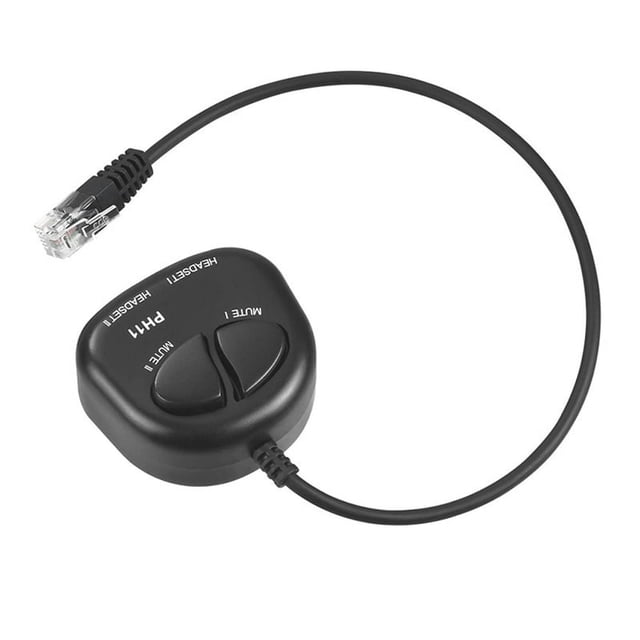 TWO Mute Switch Training Adapter Dual RJ9 Sockets to RJ9 Headset Male ...