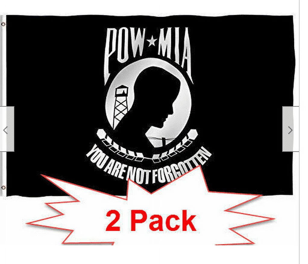 TWO PACK POW-MIA Black Flag You are Not Forgotten Prisoner of War 3x5ft ...