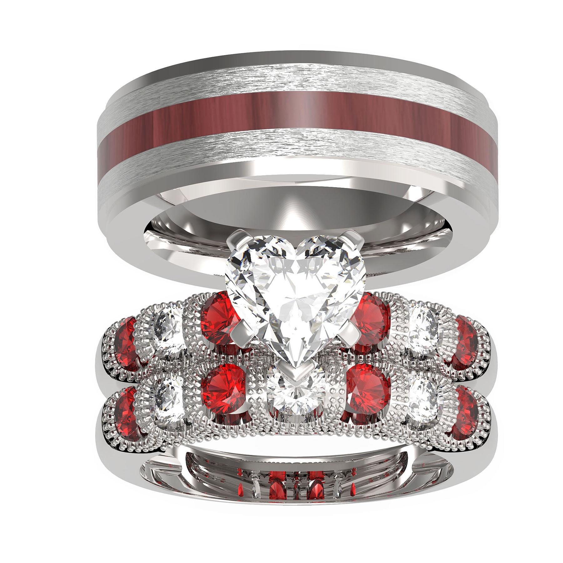 TWO RINGS Wedding Ring Sets His And Hers Promise Ring Couples Bridal ...