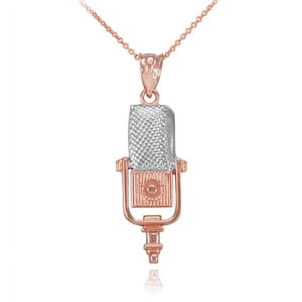 TWO-TONE ROSE GOLD STUDIO MICROPHONE PENDANT NECKLACE : 14K Pendant ...