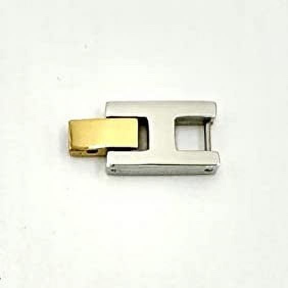 TWO-TONE STAINLESS STEEL FOLD OVER CLASP WOMENS WATCH BRACELET EXTENDER ...