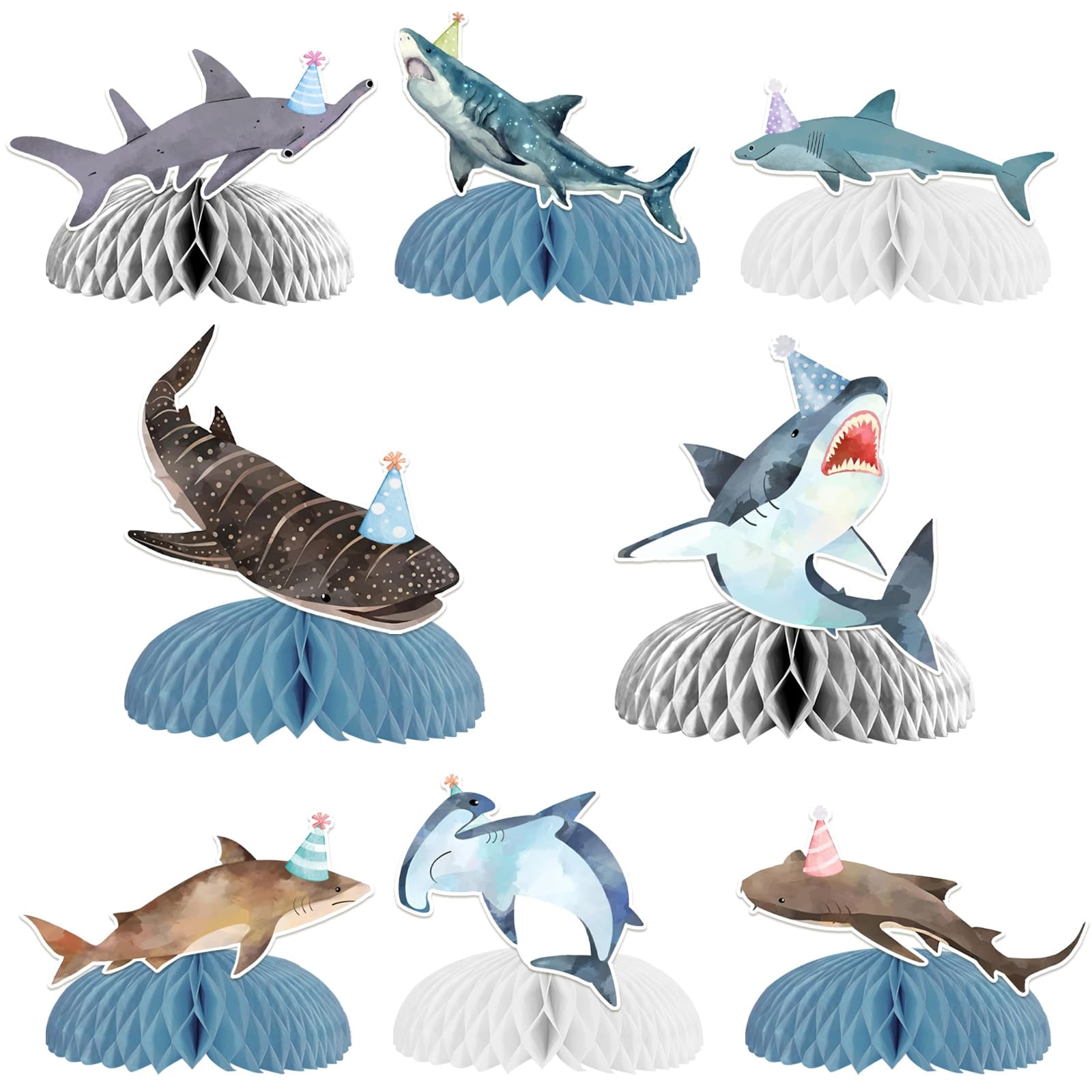 TWO WILD Shark Birthday table Decorations Shark KMC2Honeycomb ...