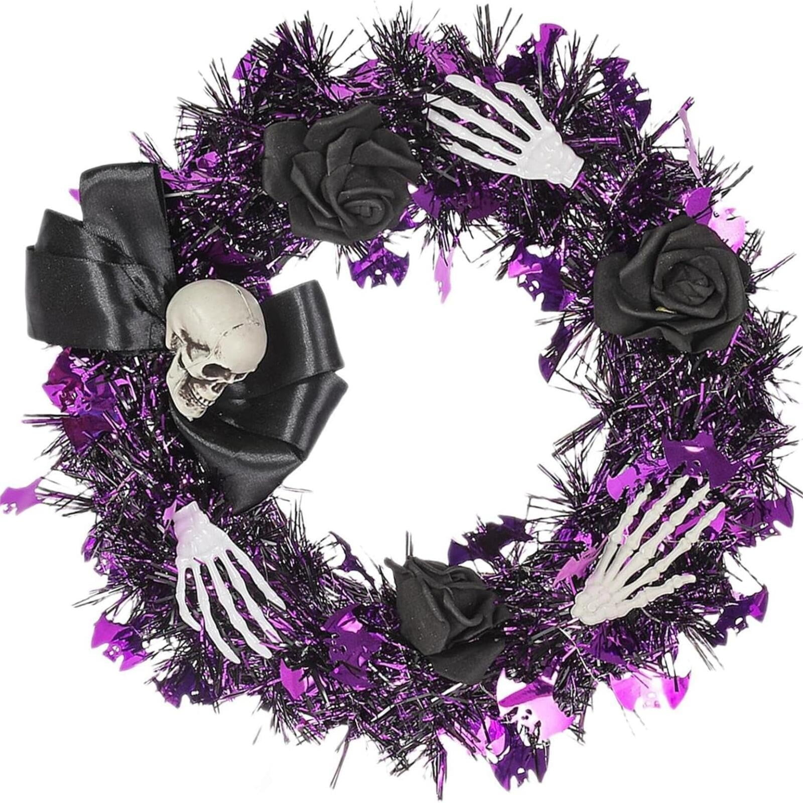 TWOCOOL Halloween Decorations Wreath, Gothic Wreath with Skeleton Hand ...