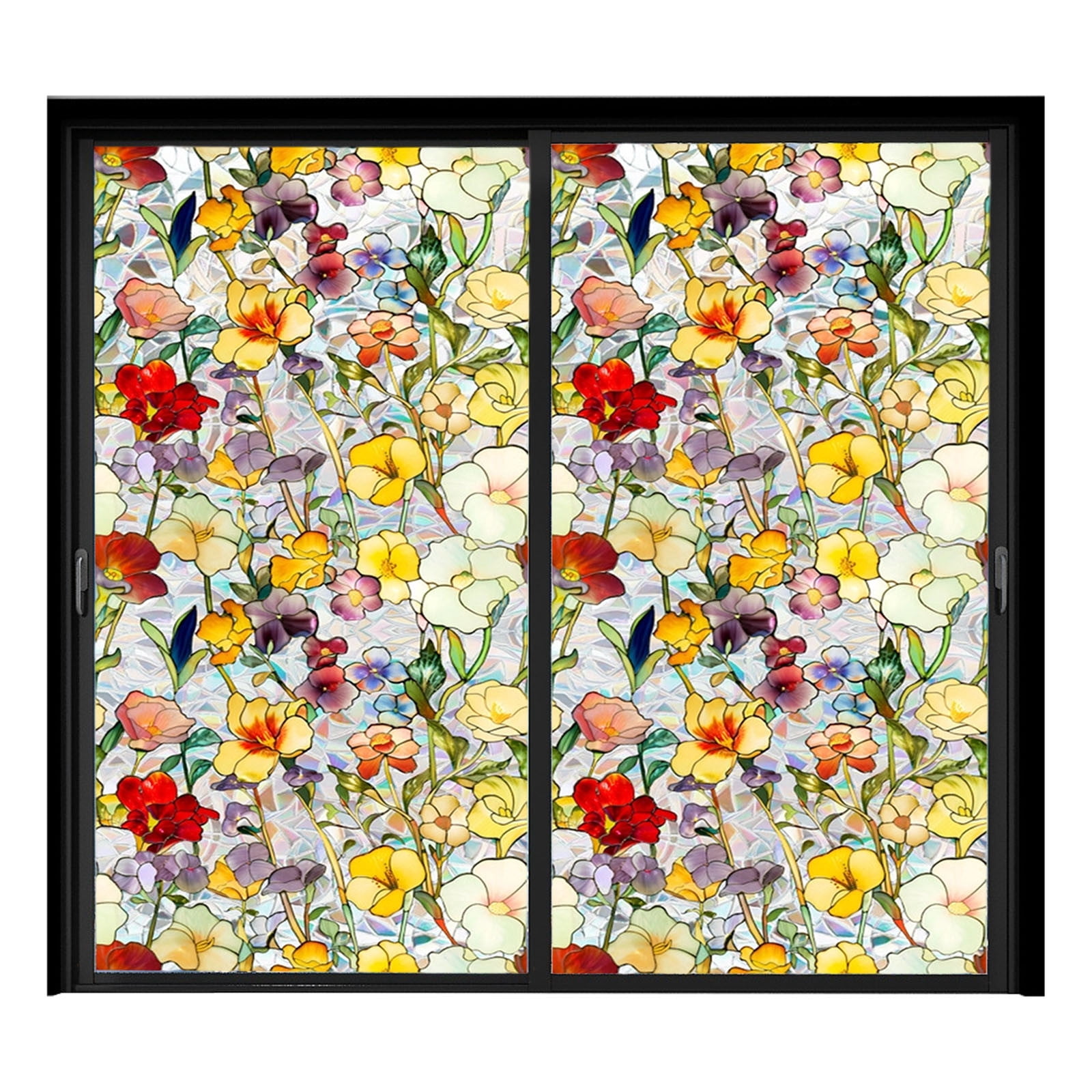 TWOCOOL Window Film, Decorative Botanical Flower Static Glass Sticker ...