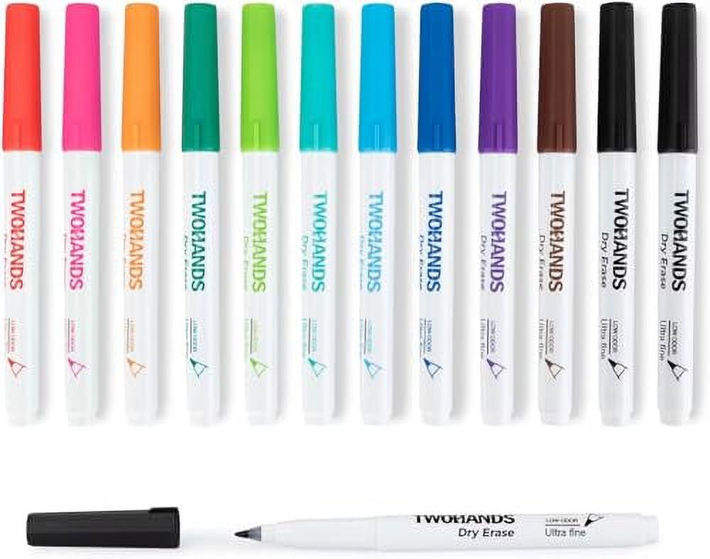 TWOHANDS Dry Erase Markers Ultra Fine Tip,0.7mm,Low Odor,Extra Fine ...