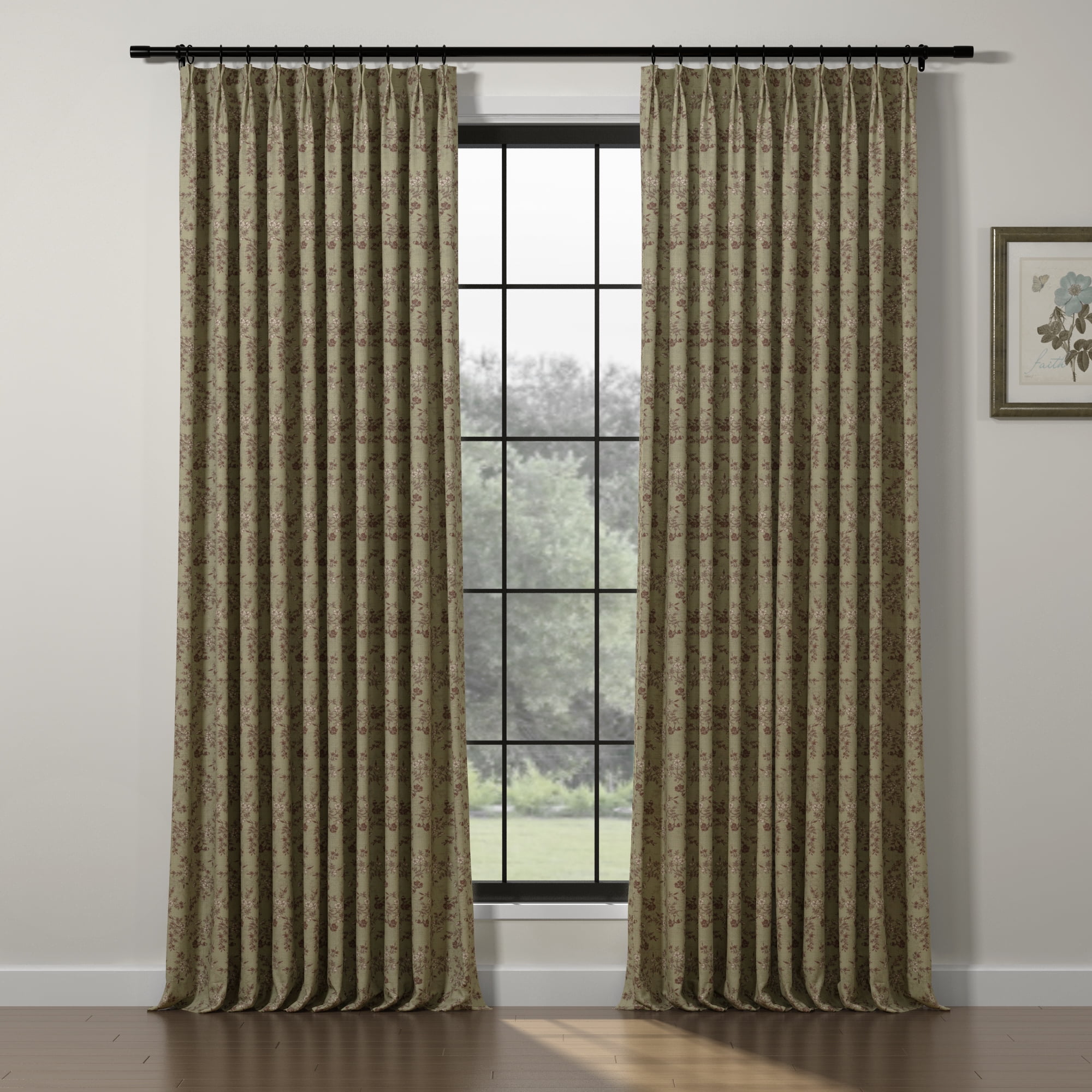 TWOPAGES 26 X 63 Inches Long Drape 1 Panel Pinch Pleat Light Filtering ...