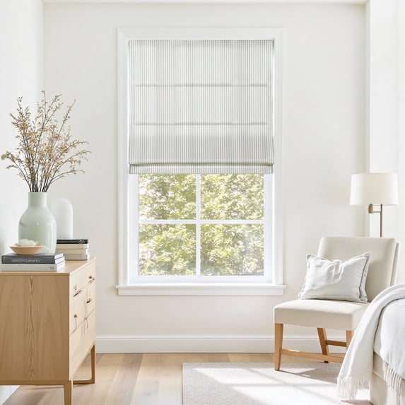 TWOPAGES 34"x60" Jacquard Cordless Linen Blend Roman Shade Light ...