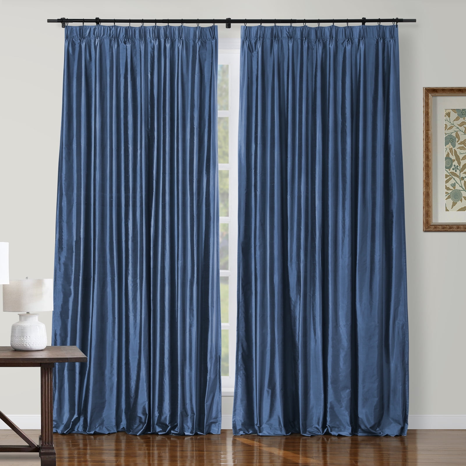 TWOPAGES 42 W X 63 L 100% Dupioni Silk Curtain Pinch Pleat Header Light ...