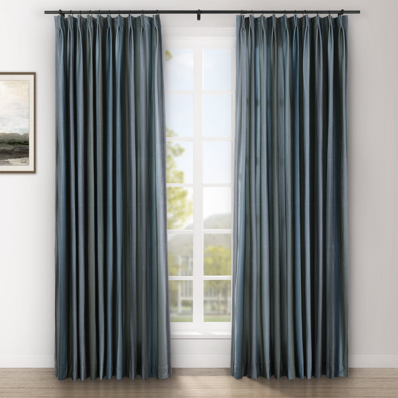 TWOPAGES 42"x72" Pinch Pleat Printed Velvet Curtain Soft Privacy Drape ...