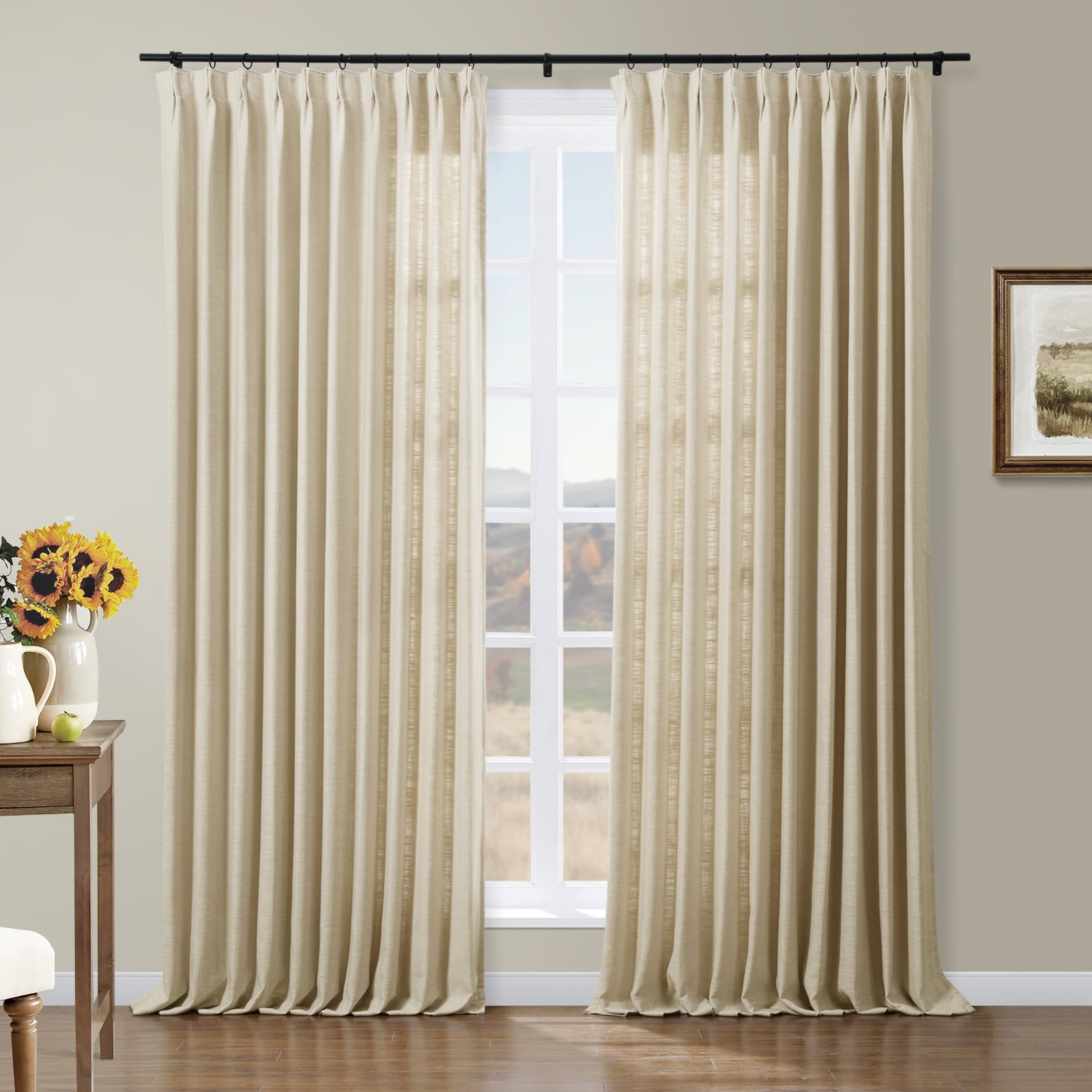 TWOPAGES 52 W X 84 L Inch Curtain Pinch Pleated Hanging Style Drapery ...