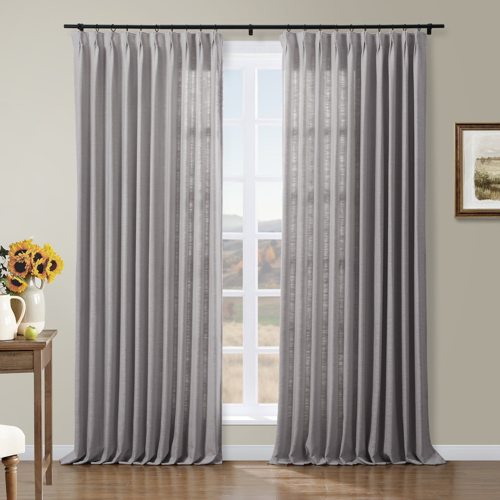 TWOPAGES 52 W X 84 L Inch Curtain Pinch Pleated Hanging Style Drapery ...