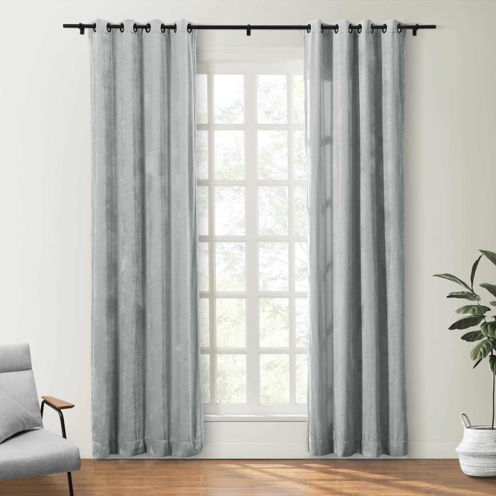 TWOPAGES 52"x84" Curtain Velvet Grommet Hanging Style Light Filtering ...