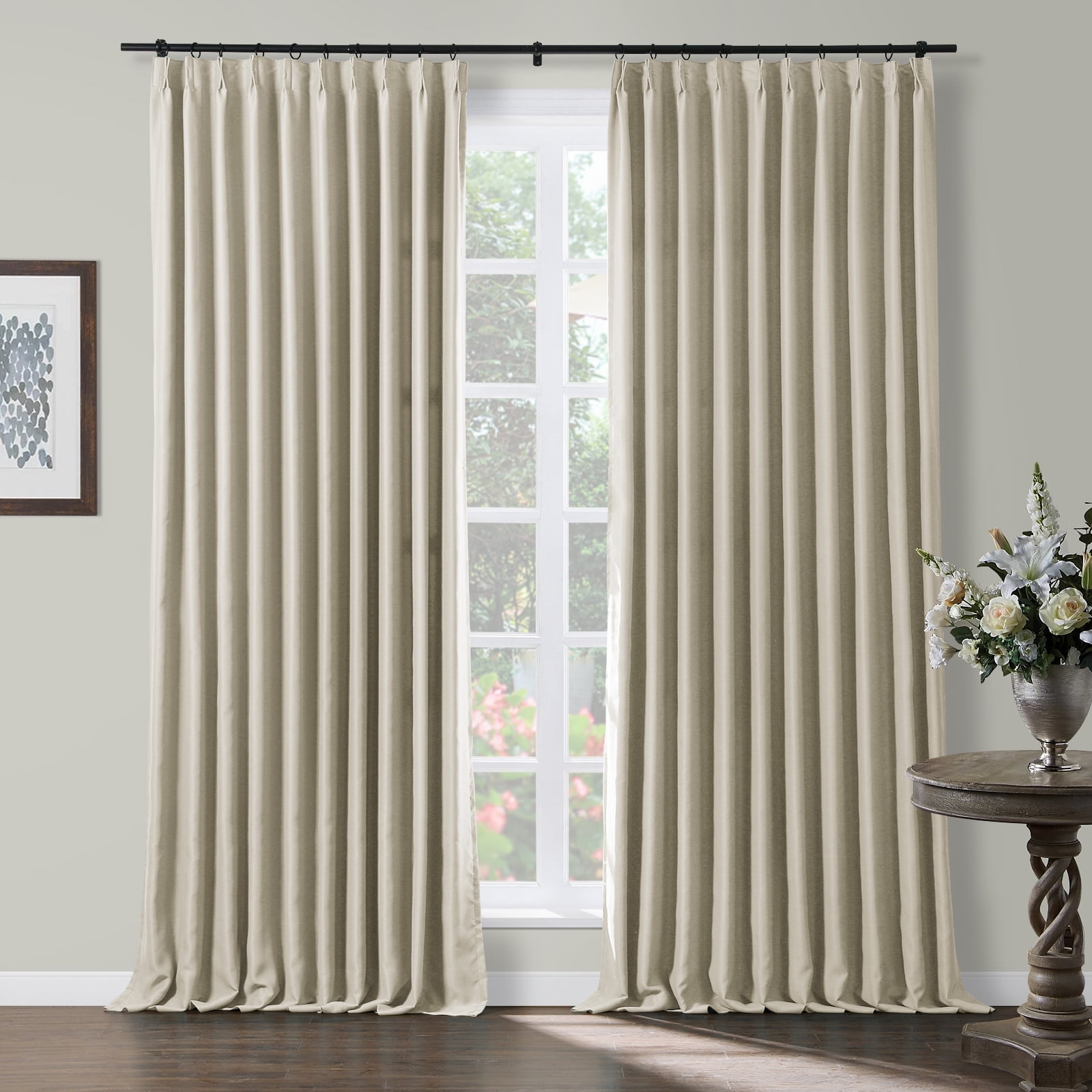 TWOPAGES Blackout Pinch Pleat Curtain Light Blocking Drape for Bedroom ...