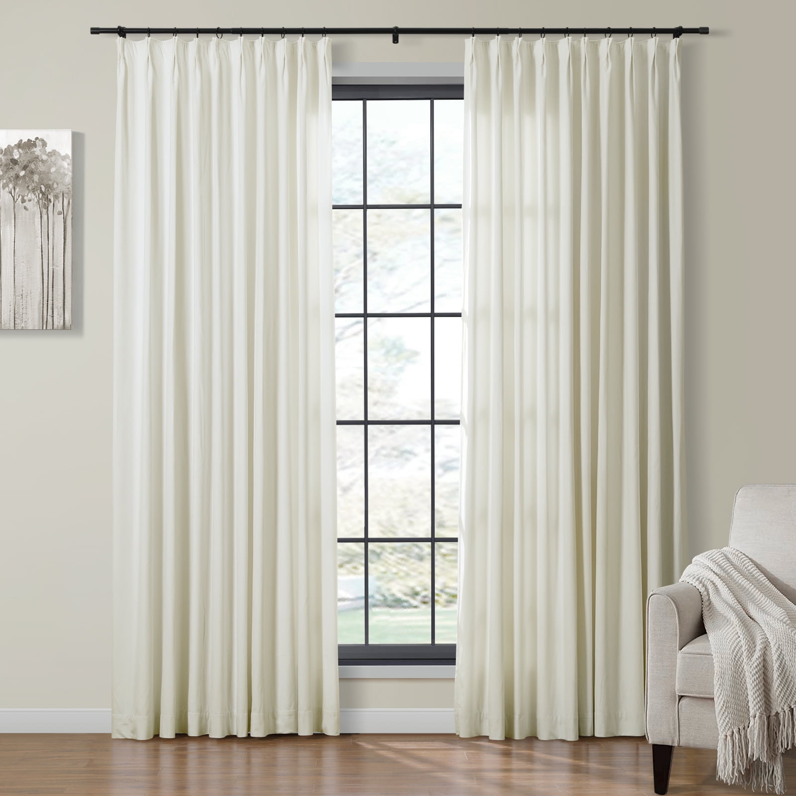 TWOPAGES Light Blocking Velvet Curtain Pinch Pleated Drape for Bedroom ...