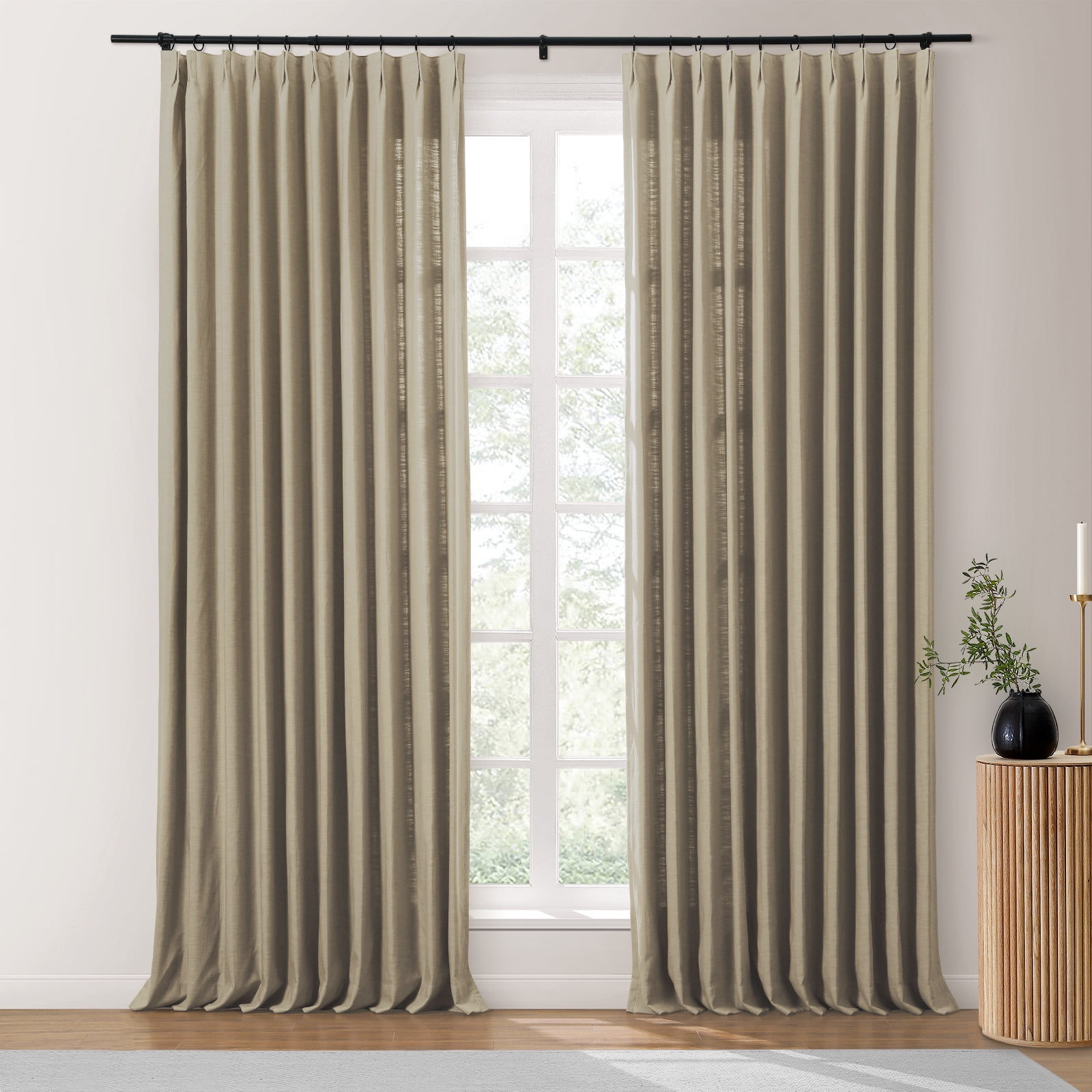 TWOPAGES Light Filtering Drape Pinch Pleated Window Treatment Curtain ...