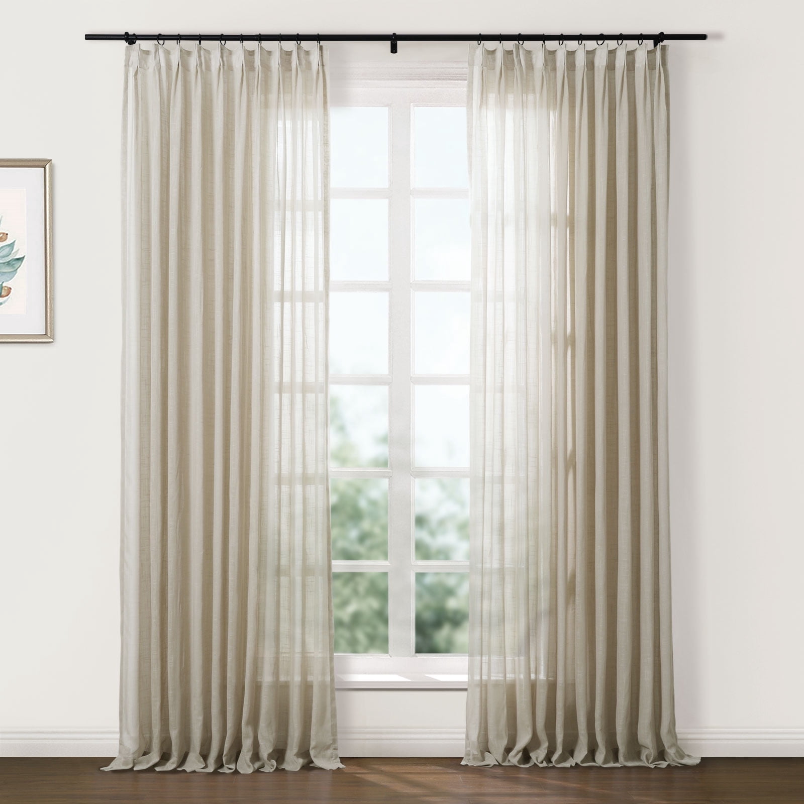 TWOPAGES Light Filtering Sheer Drape Pinch Pleat Curtain for Bedroom ...