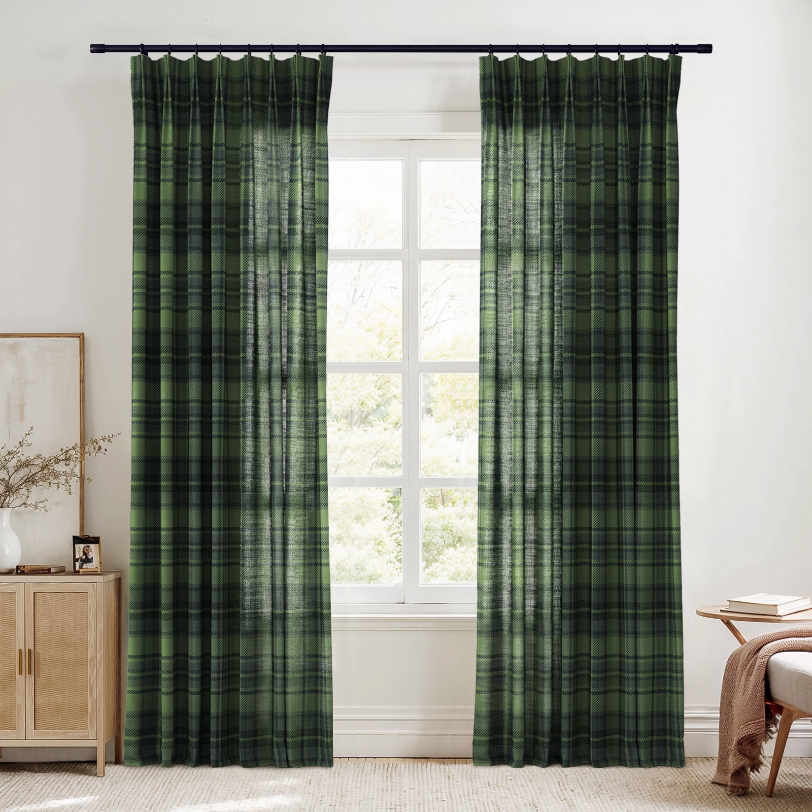 TWOPAGES Linen Blend 26 X 72 Inches Long Curtain 1 Panel Pinch Pleat ...