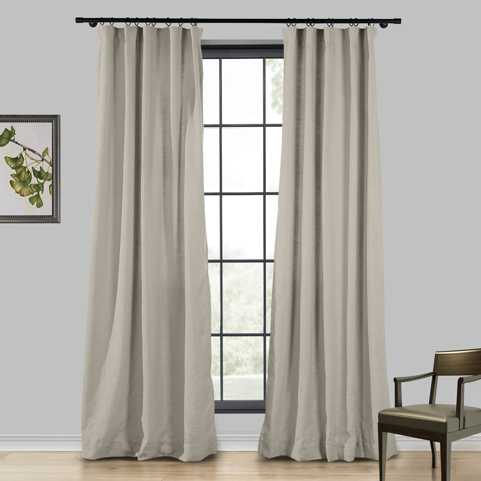 TWOPAGES Linen Blend Curtain 26 X 72 Inches Long Rod Pocket Back Tab ...