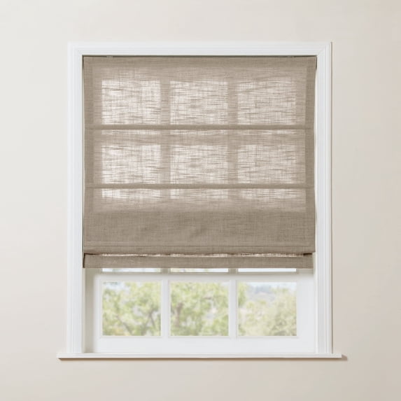 TWOPAGES Linen Blend Light Filtering Cordless Roman Shade for Living ...
