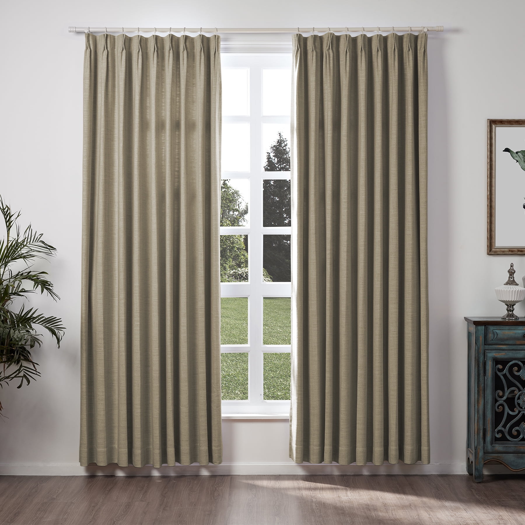 Customer reviews for TWOPAGES Linen Blend Room Darkening Pinch Pleated ...