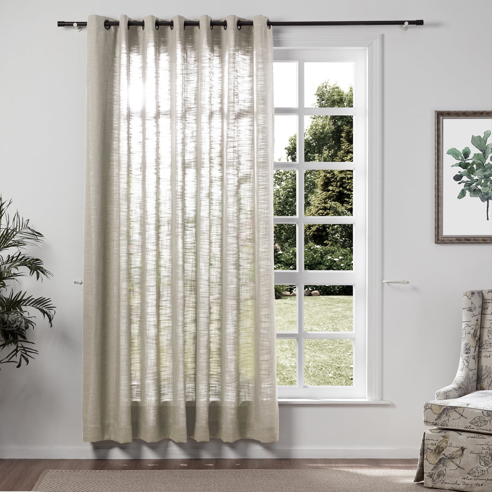 TWOPAGES Linen Textured Drape Light Filtering Grommet Curtain for ...