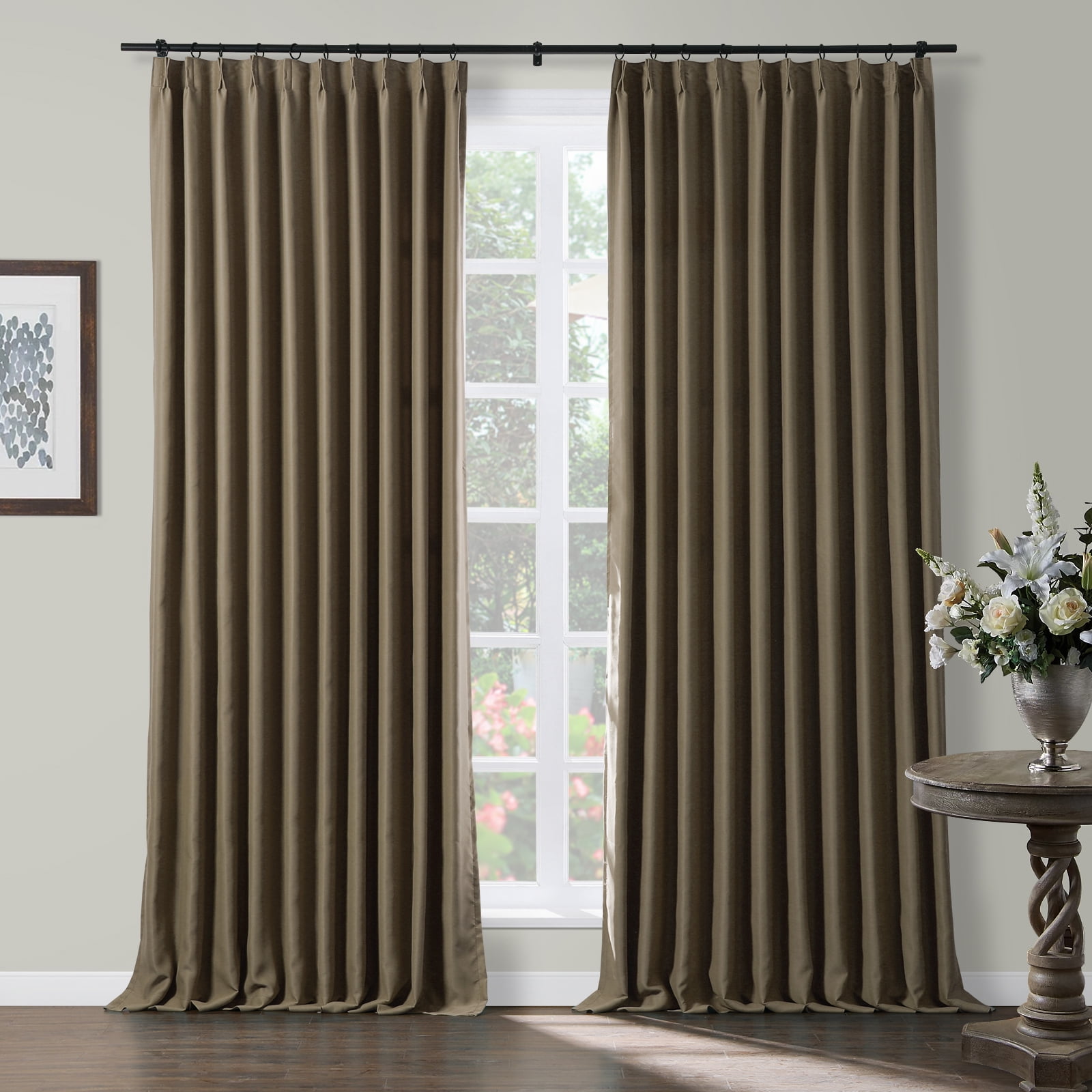TWOPAGES Pinch Pleat Curtain Blackout Thermal Insulated Drape for ...