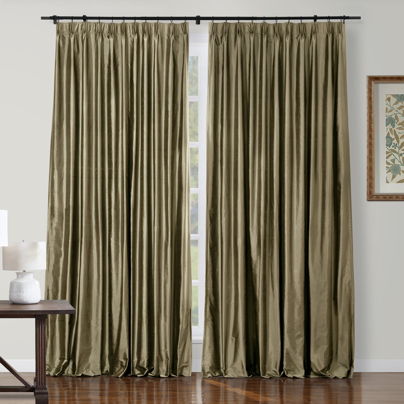TWOPAGES Pinch Pleated 42 W X 108 L Inch Curtain Light Filtering 100% ...