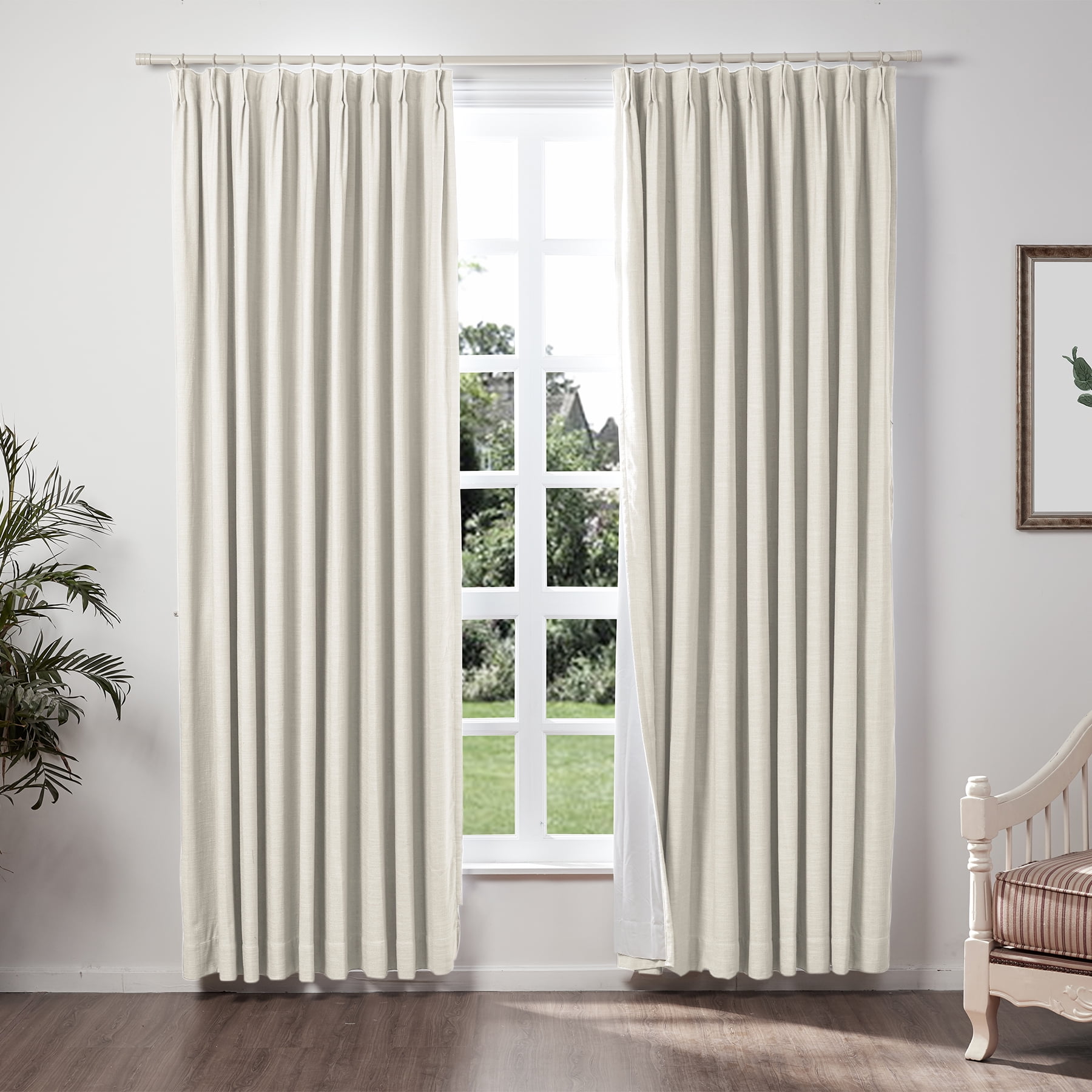 TWOPAGES Polyester Linen Drape 72 W X 96 L Inch Pinch Pleat Header ...