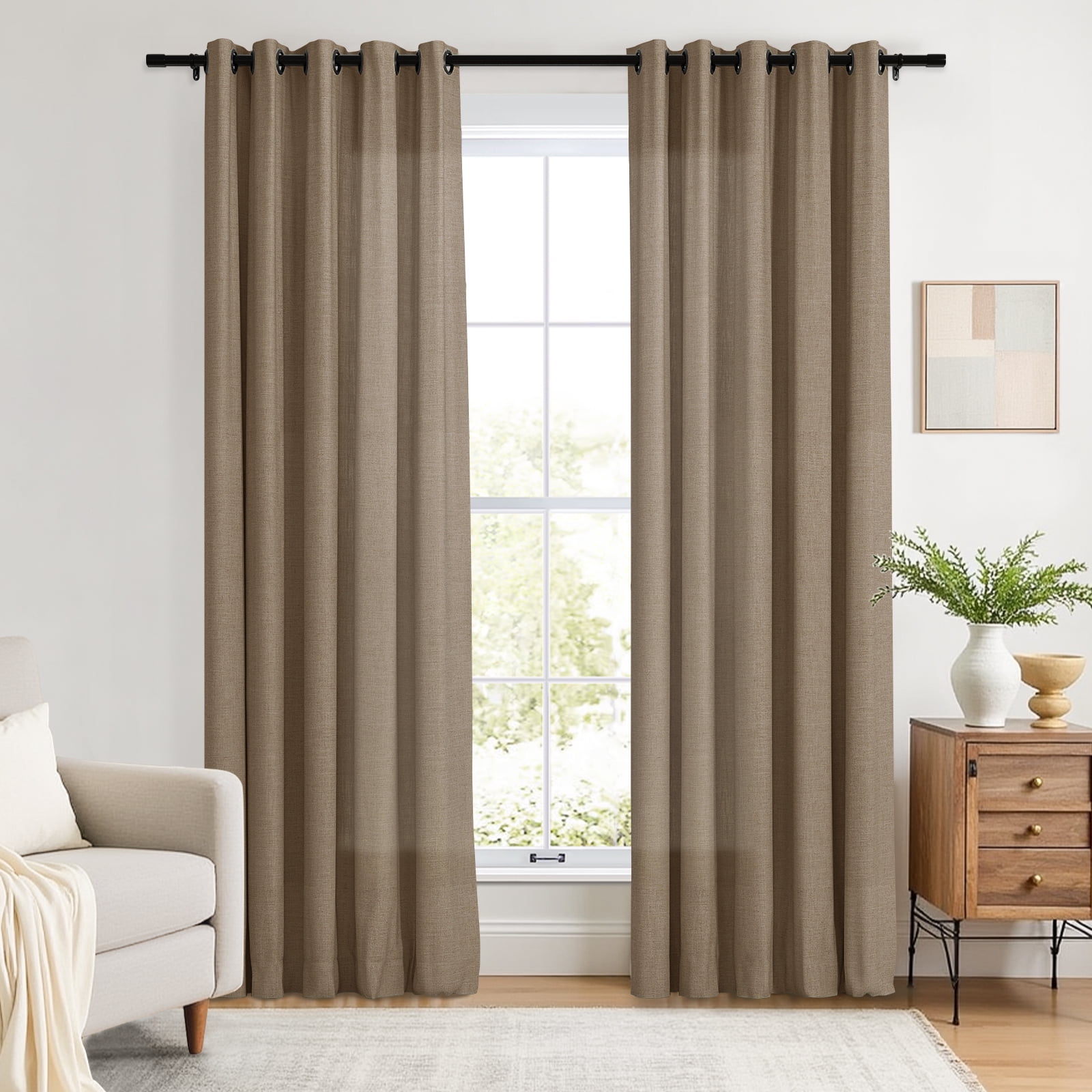 TWOPAGES Textured Linen Drapery 52 W X 84 L Inches Light Filtering ...