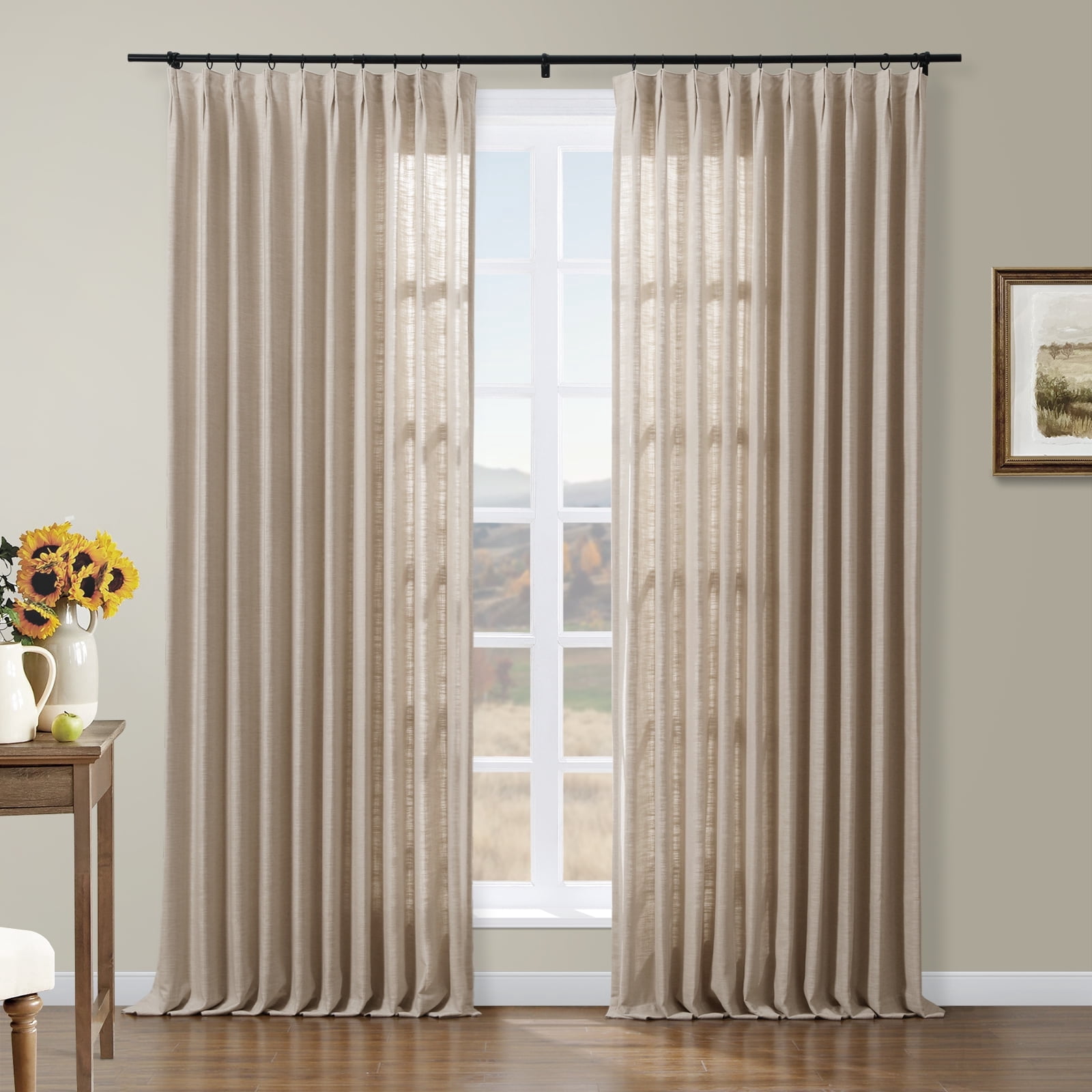 TWOPAGES 52 W X 96 L Inch Drapery Pinch Pleated Top Light Filtering ...