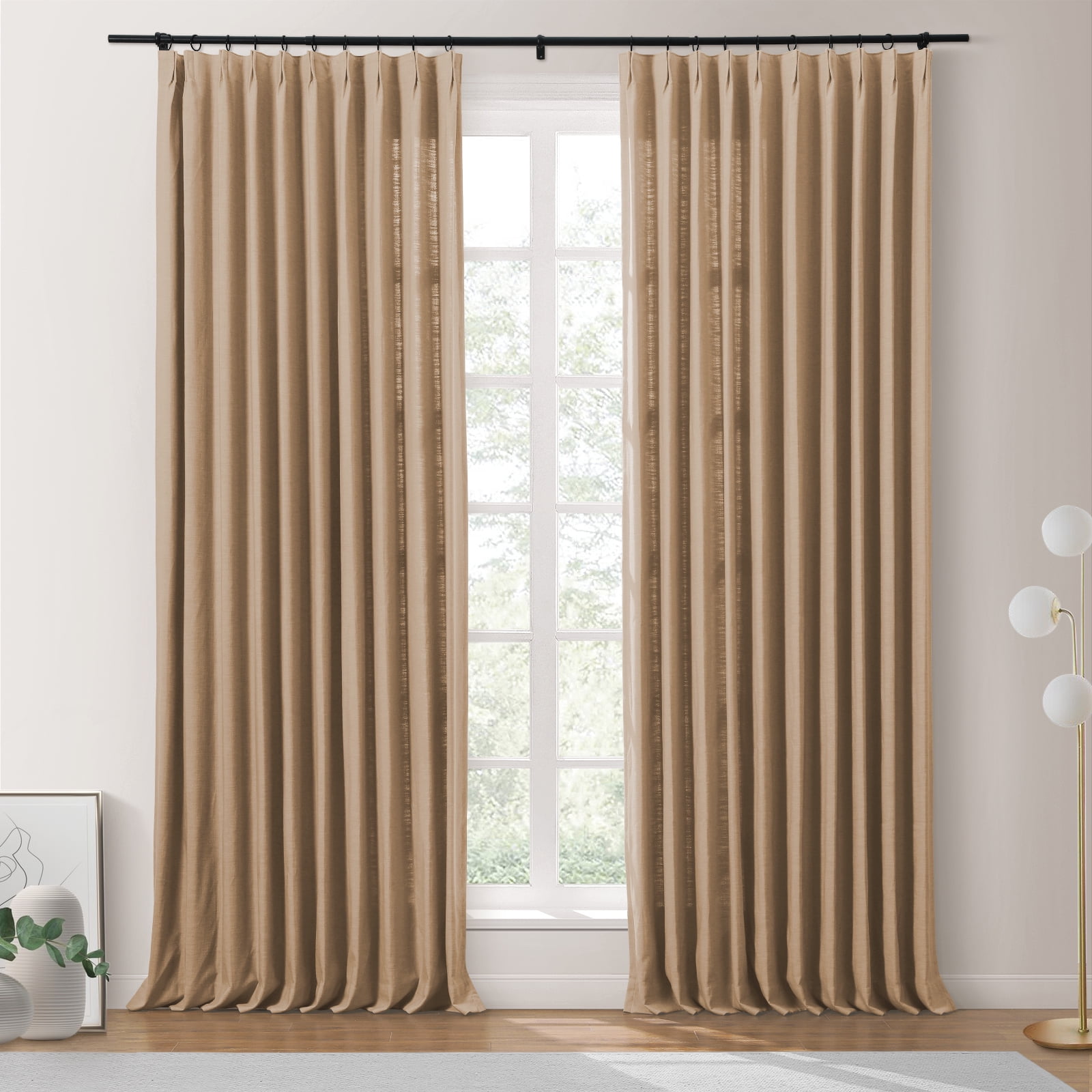TWOPAGES Room Darkening Drape Cotton Pinch Pleat Curtain Solid Drape ...