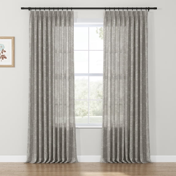 TWOPAGES Semi Sheer 72"x84" Pinch Pleat Jacquard Faux Linen Curtain for ...