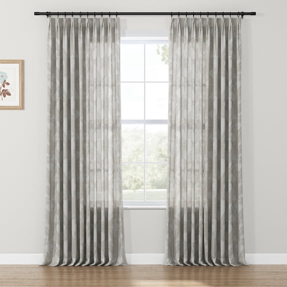 TWOPAGES Semi Sheer 72"x96" Pinch Pleat Jacquard Faux Linen Drape for ...