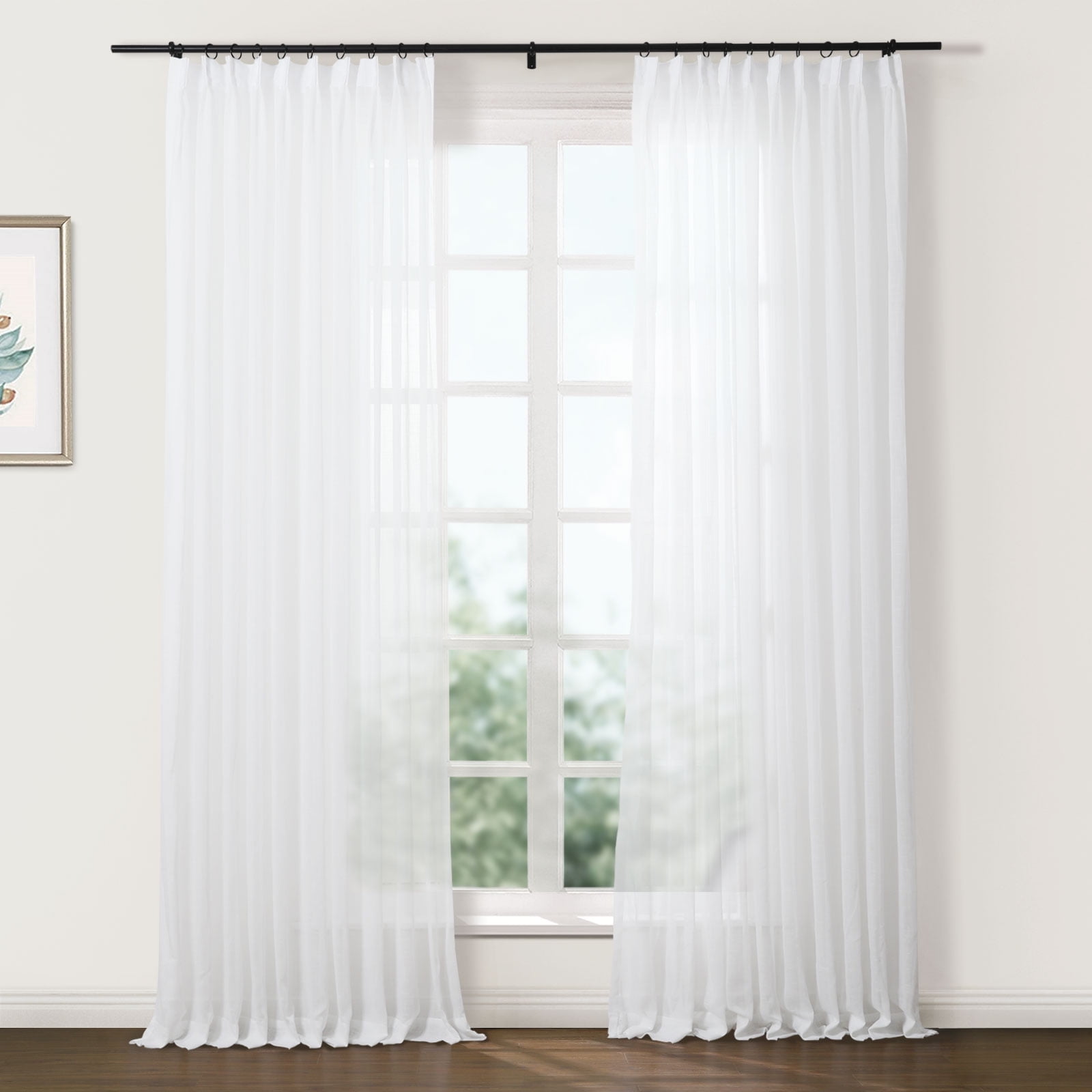TWOPAGES Sheer Polyester Curtain Pinch Pleat Hanging Style for Bedroom ...