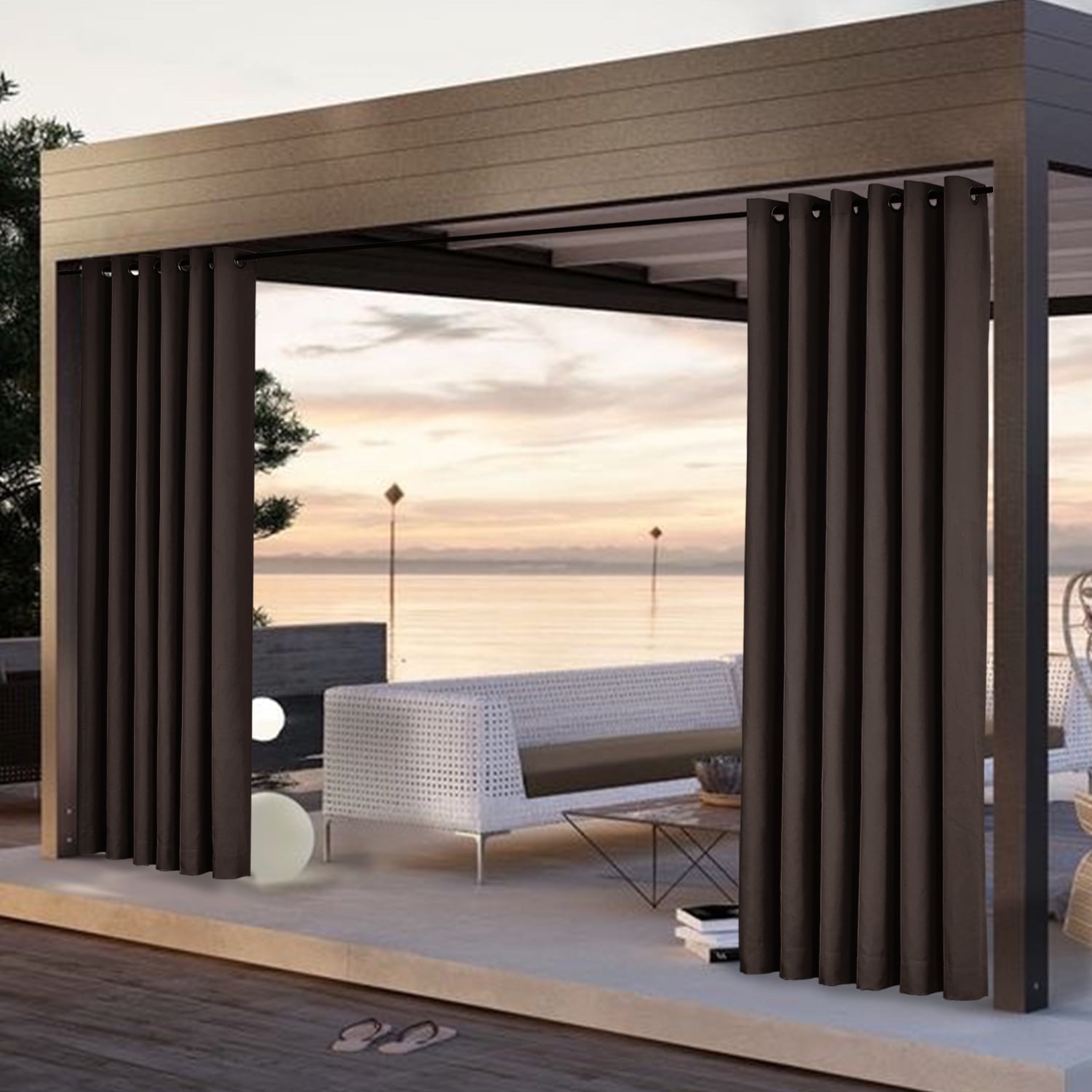 TWOPAGES Thermal Insulated Outdoor Curtain 42 W X 102 L Inch Grommet ...