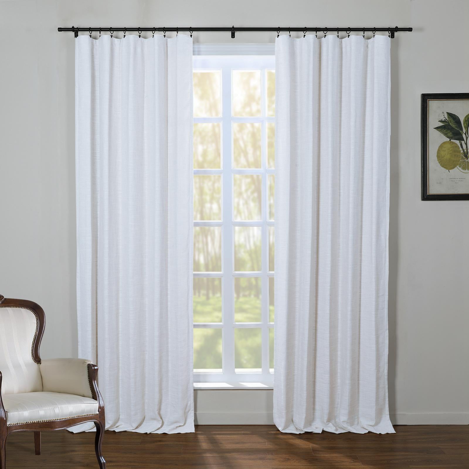 TWOPAGES White Linen Drapery 96 inches Long 4 in 1 Header, White ...