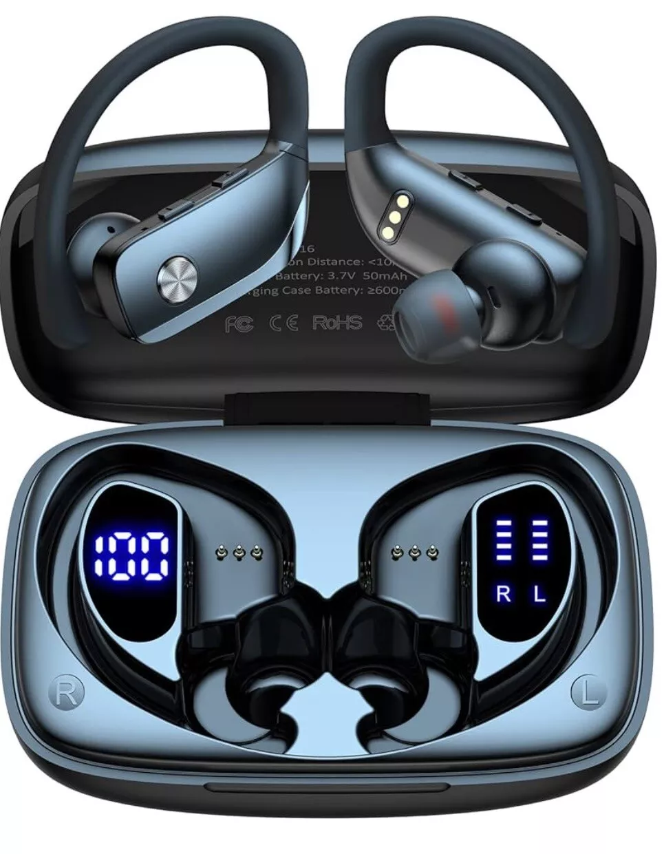 TWS Sports Wireless Earbuds ANC BT5.3, 48hrs Play, LED, IPX8 Waterproof ...