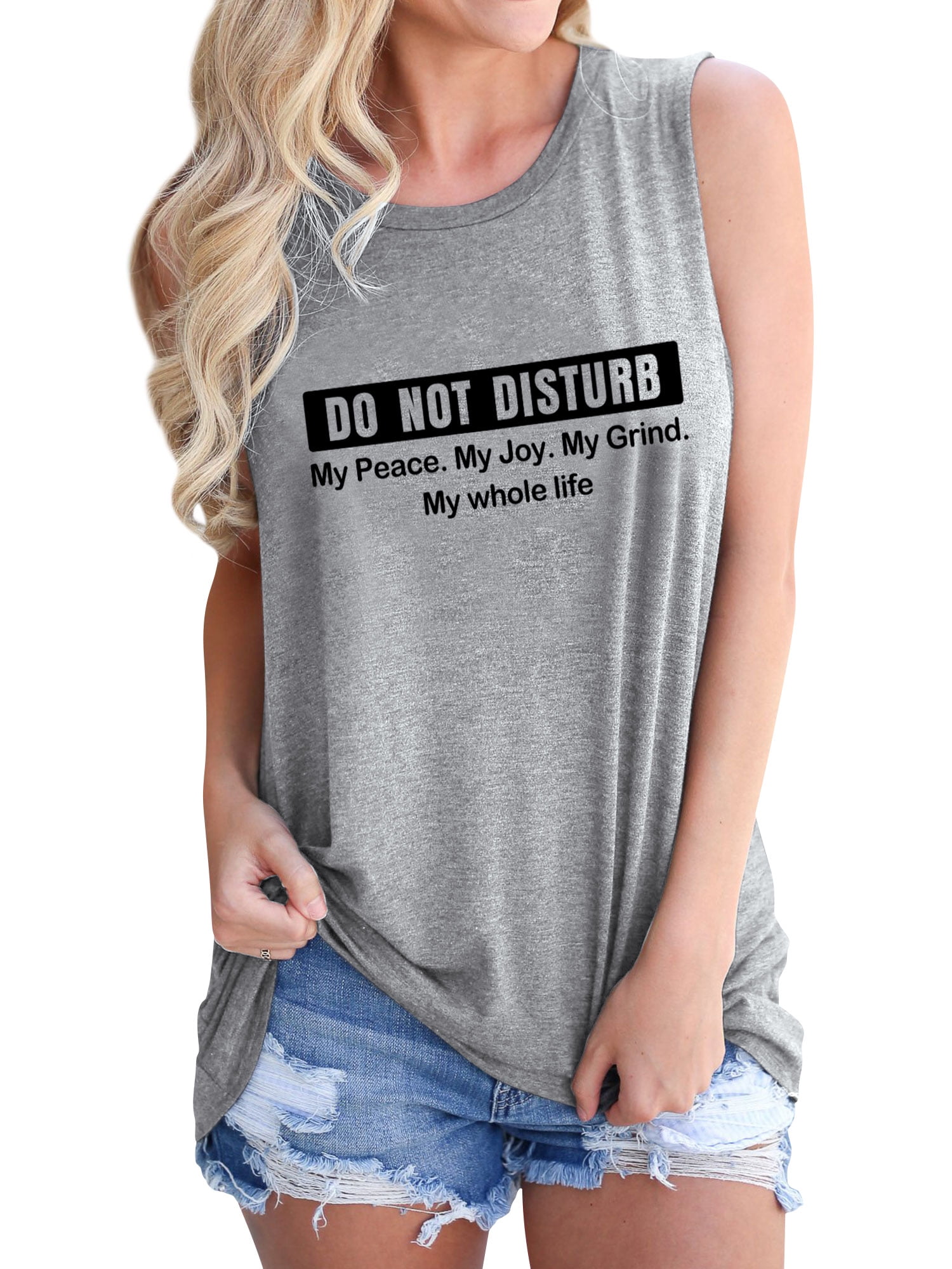 TWZH Women Do Not Disturb Letter Print Vest Funny Style Sleeveless Tank ...