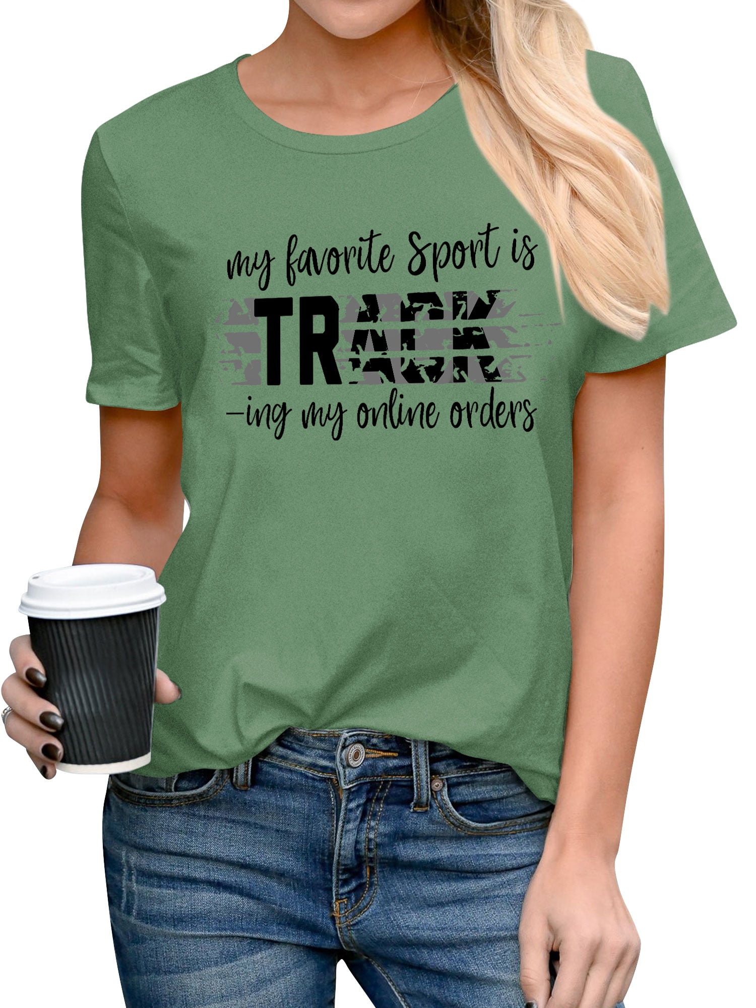 TWZH Women My Favorite Sport is Tracking My Online Orders Letter T ...