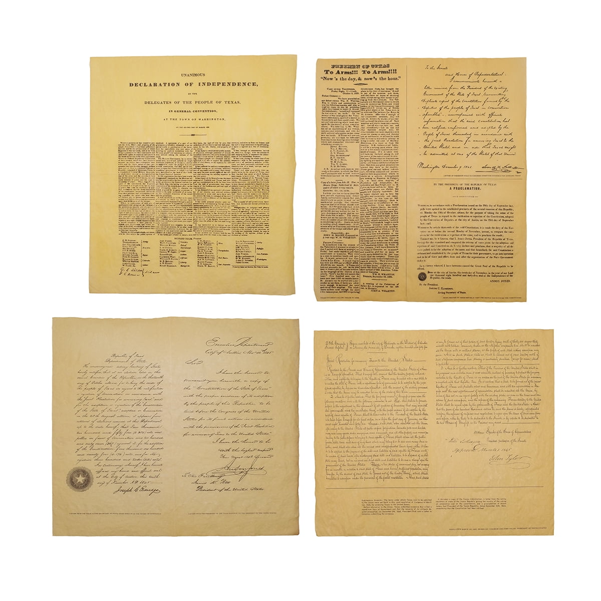 TX Republic of Texas Declaration Set Parchment Paper Poster Home Decor ...