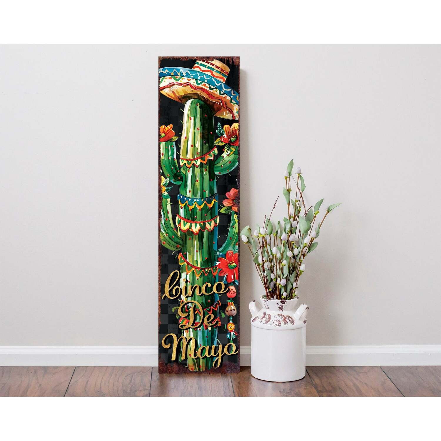 36in Cinco De Mayo Wooden Porch Sign | Front Door Decor, Mexican ...