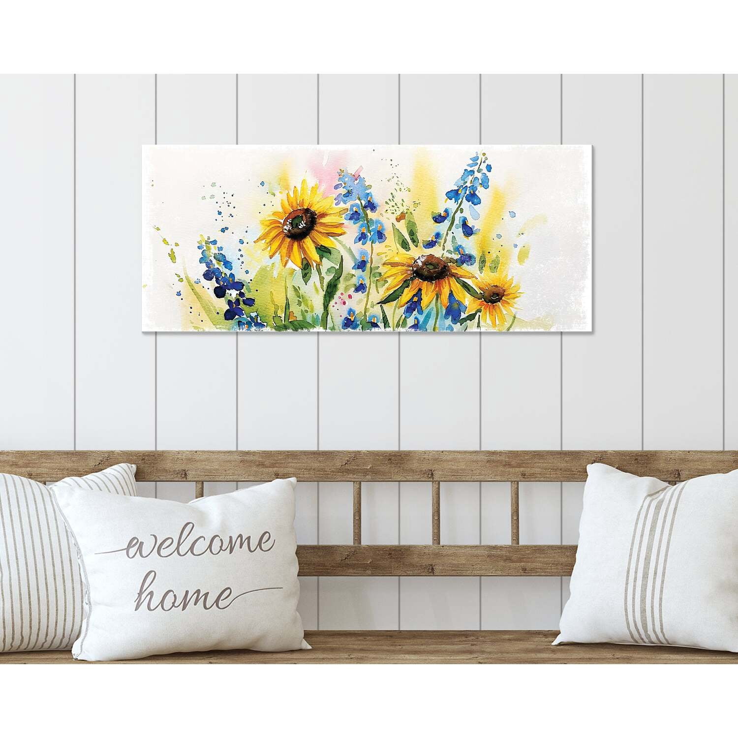 TX USA 36in Spring Watercolor Wildflower Wooden Wall Sign Decor Sign ...