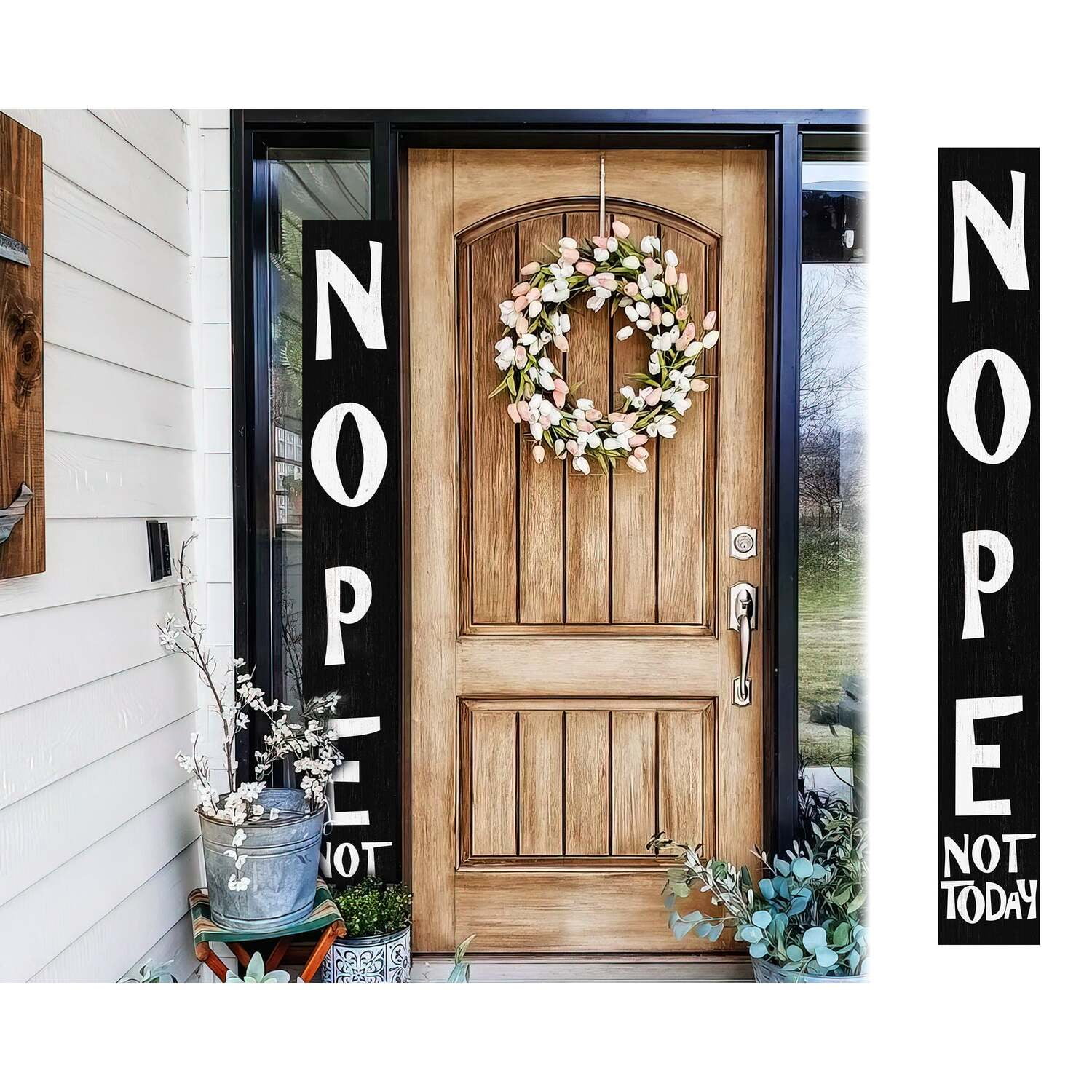 72-Inch Wooden "Nope, Not Today" Porch Sign for Front Door, Black ...