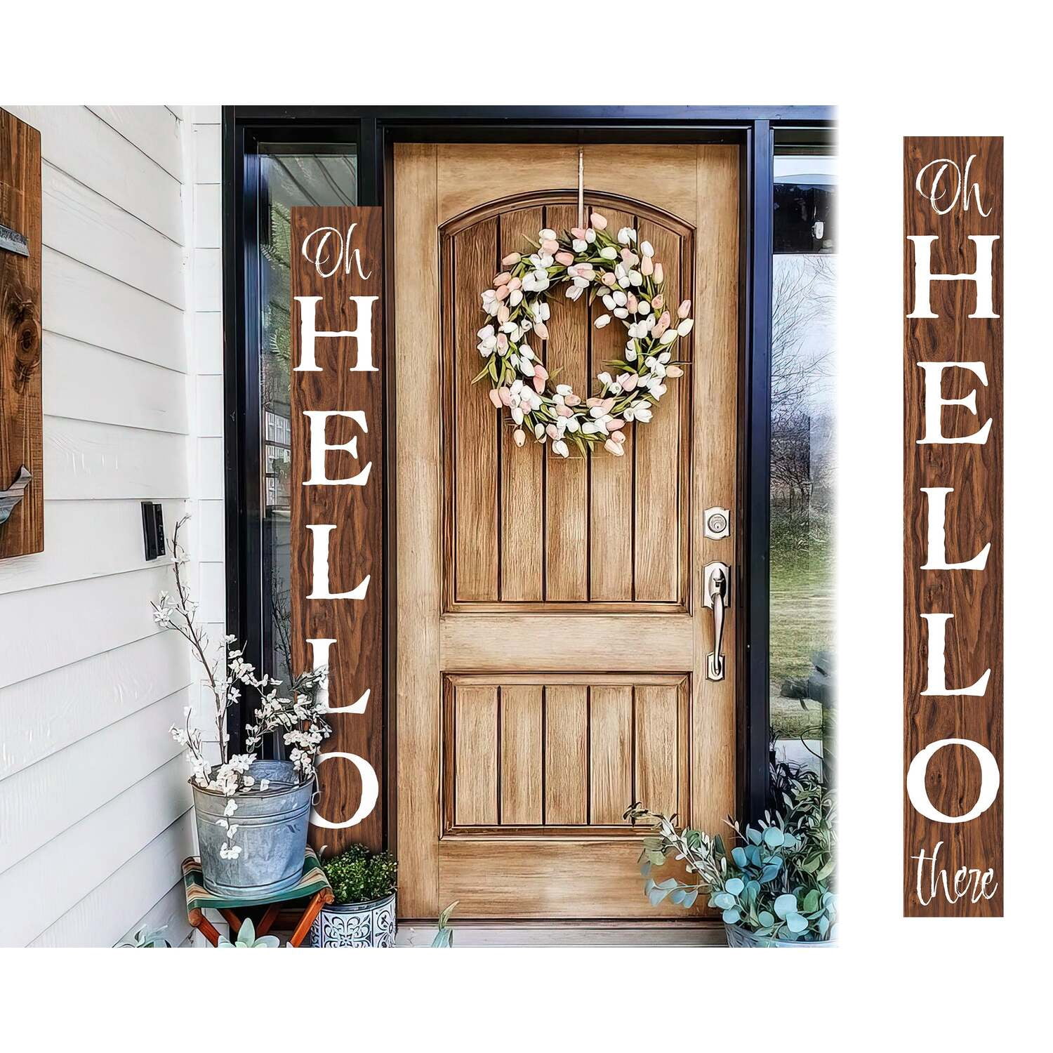 TX USA 72in 'Oh Hello There' Welcome Porch Sign in Brown - Ideal ...
