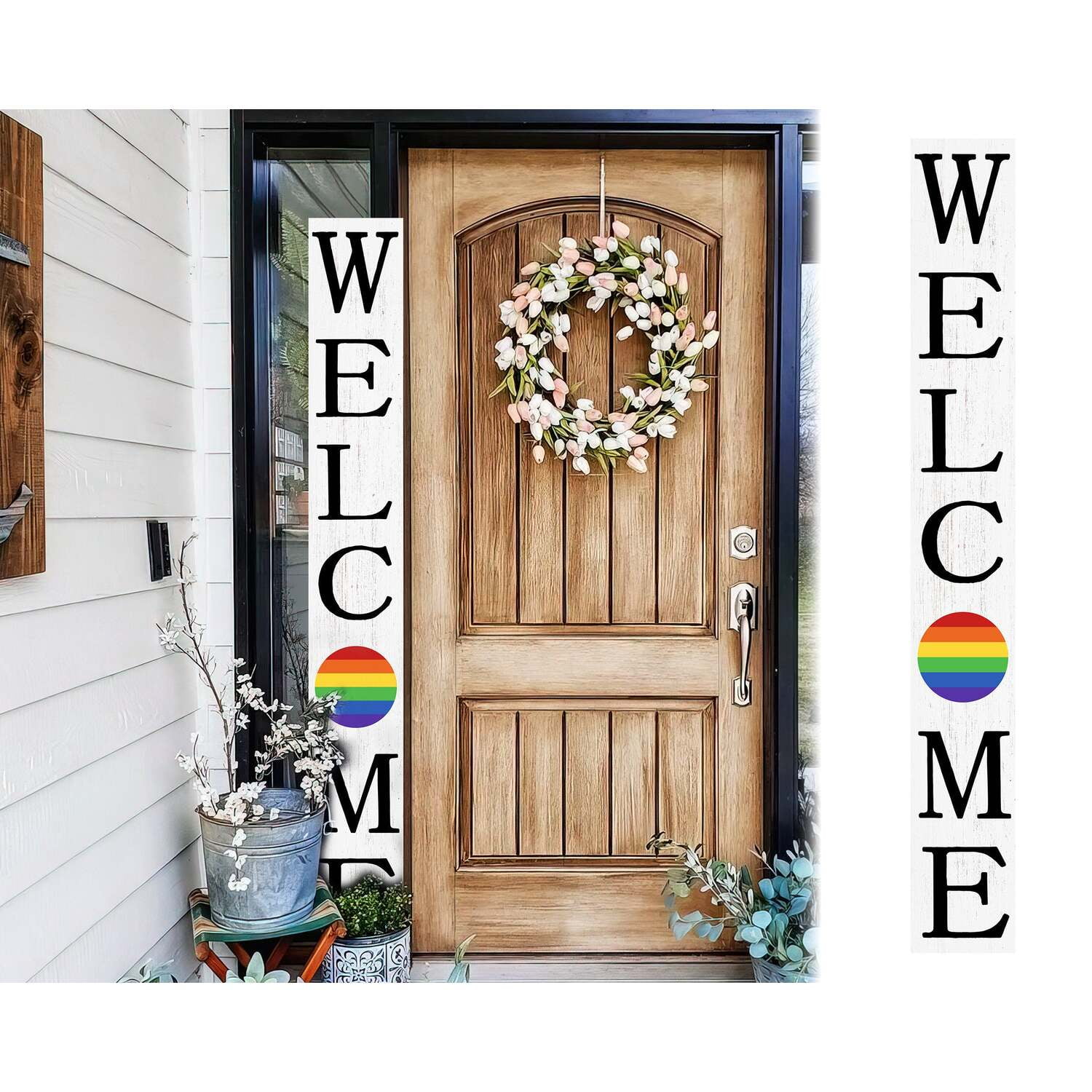 TX USA 72in Outdoor Rainbow Modern Farmhouse Welcome Sign Pride Day ...