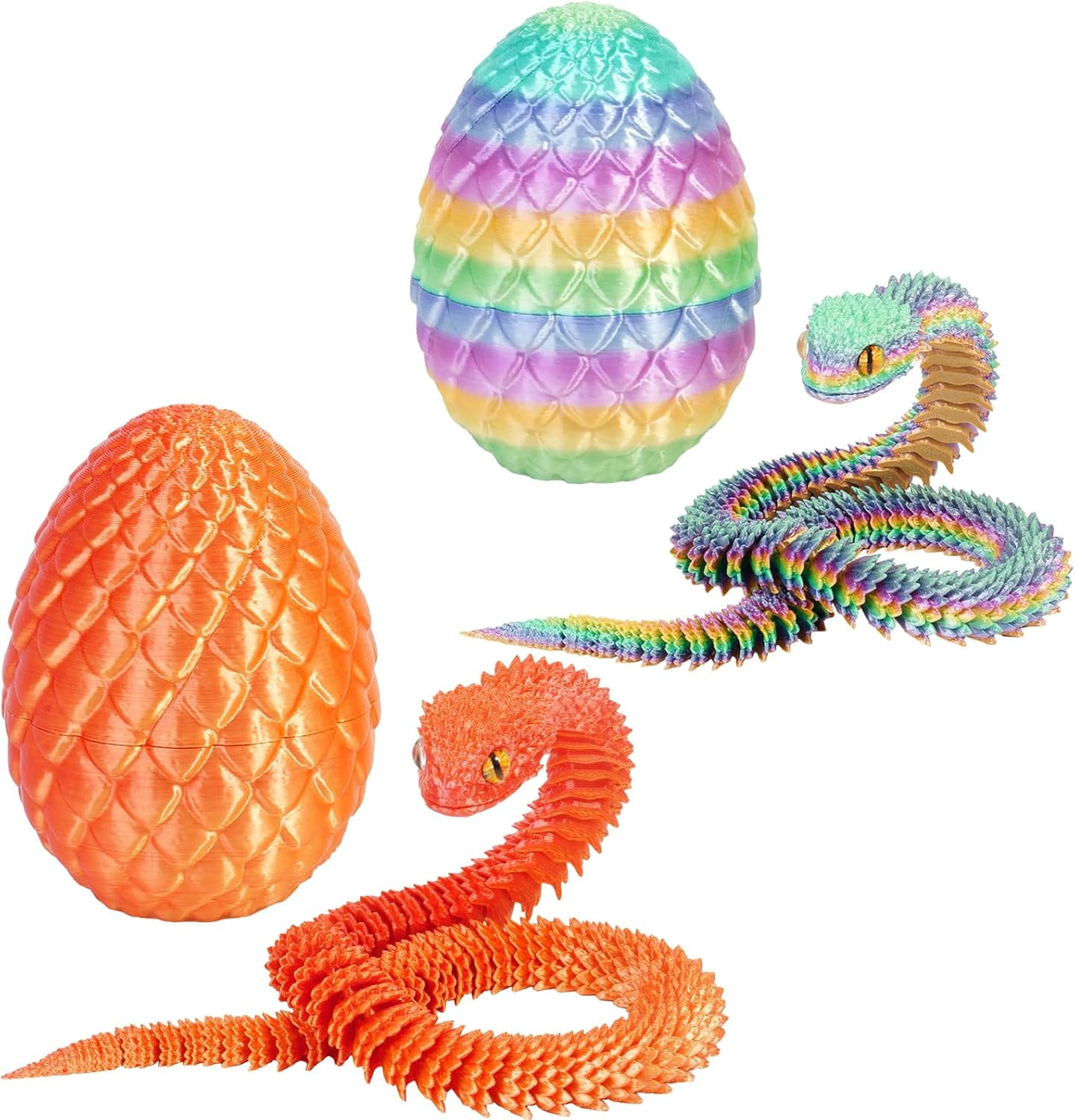 TXPNG 3D Printed Snake Dragon Egg Flexible 3D Dragon Animals Snake Toys ...