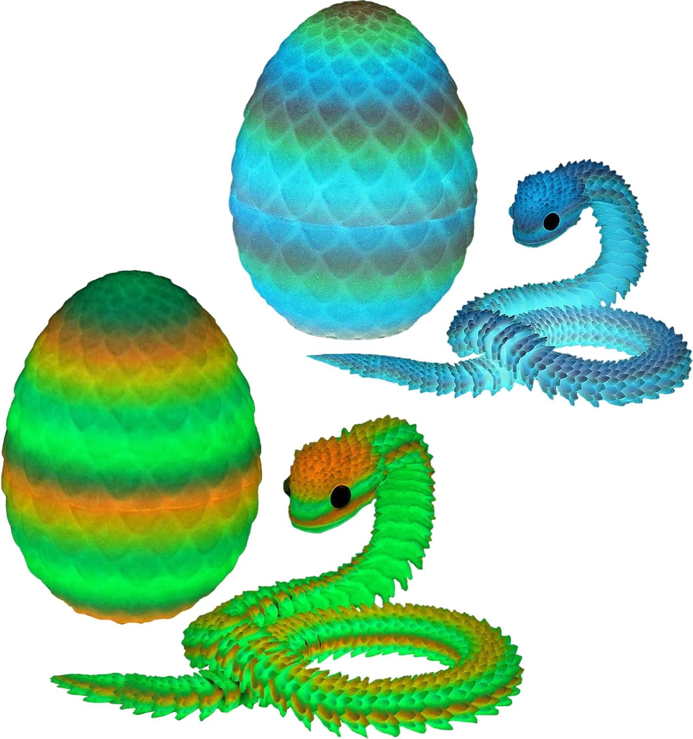 TXPNG 3D Printed Snake Dragon Egg Flexible 3D Dragon Animals Snake Toys Easter Basket Filler ...
